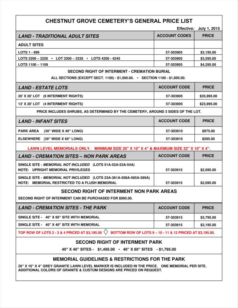 17+ General Price List Templates | Free Samples, Examples, Formats ...