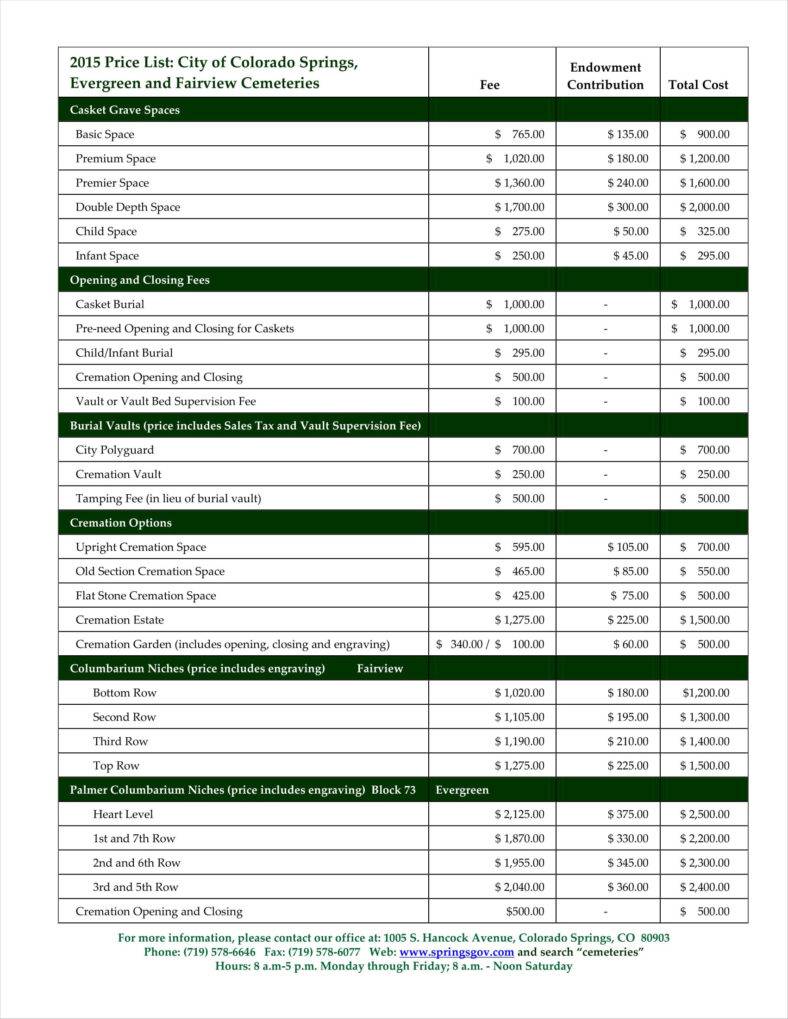 17 General Price List Templates Free Samples Examples Formats Download