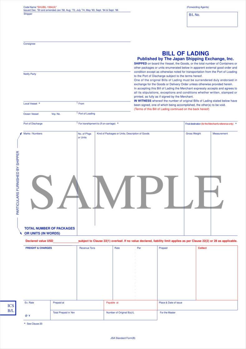 29+ Bill of Lading Templates - Free Word, PDF, Excel Format Downloads ...