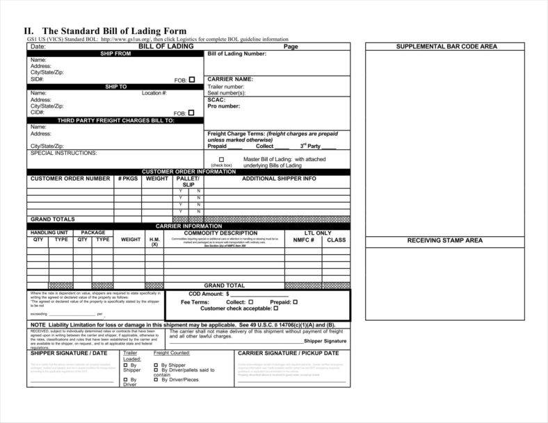35 + Bill of Lading Templates in MS Word, Google Docs