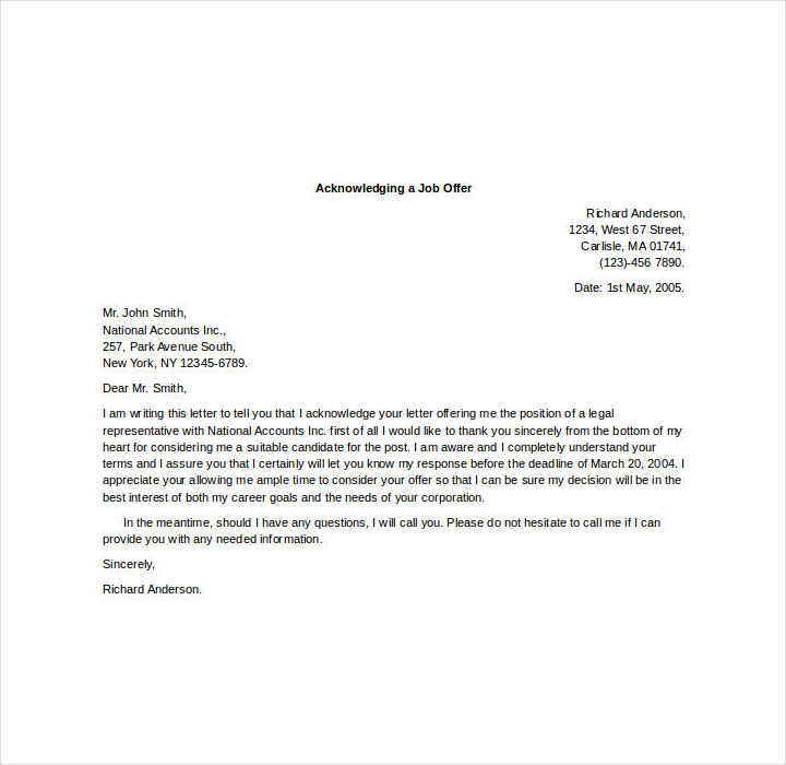 18+ Sample Acknowledgement Letters - Free PDF, Word Format Download