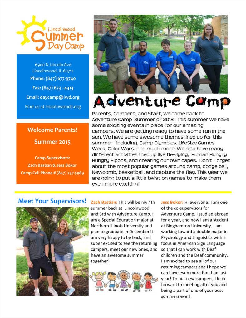 Free Summer Camp Newsletter Template Printable Templates