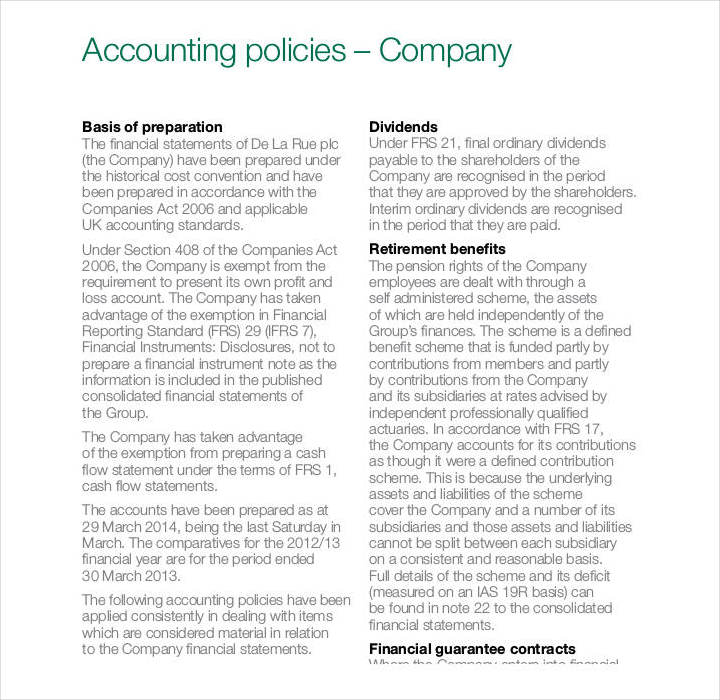 Sample Accounting Policies Procedures Classles Democracy