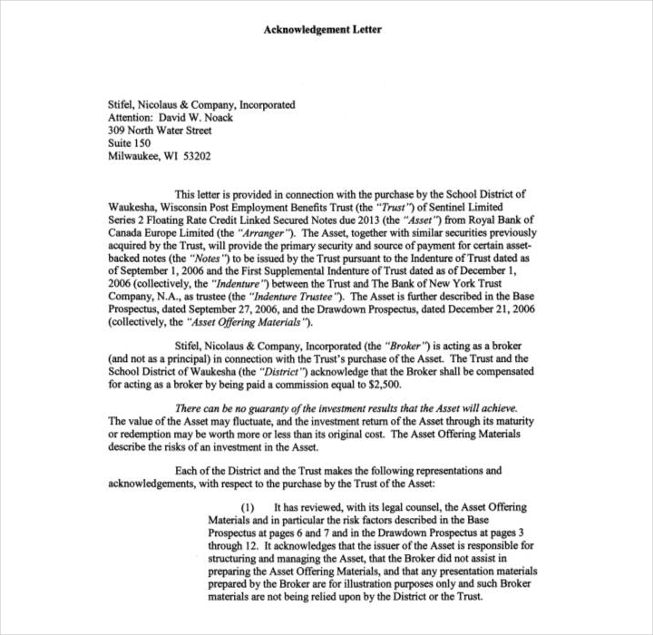 26+ Acknowledgement Letter Examples - Editable PDF, Word Format Download