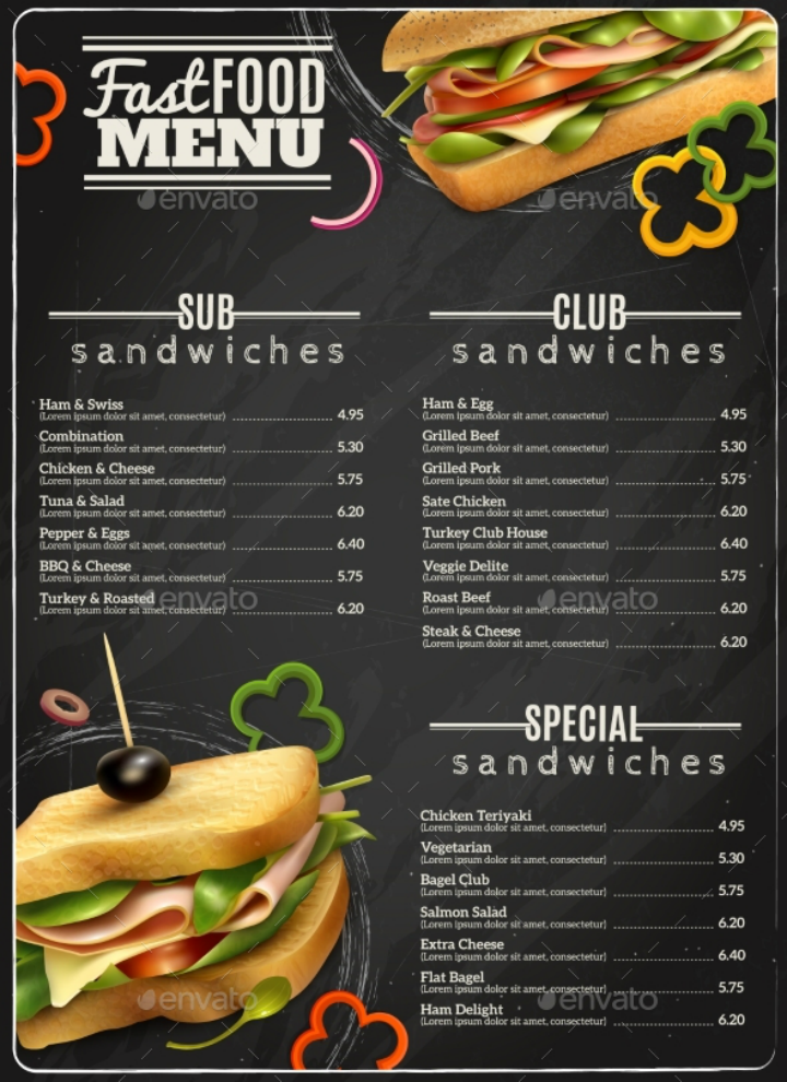 Sumptuous Sandwich Menu - 22+ Free Design Templates in PSD, AI
