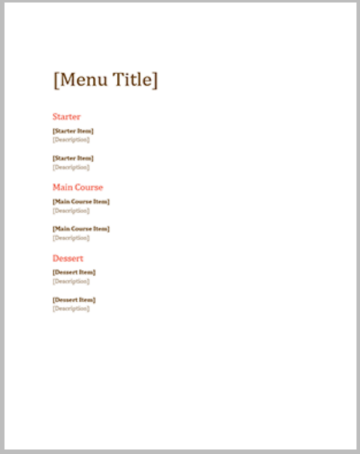 Blank Menu - 29+ Free Templates in AI, PSD, MS Word, Pages
