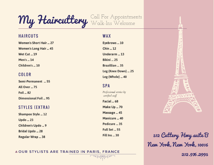 Eye Catching Salon Menu 20 Free Templates In PSD AI