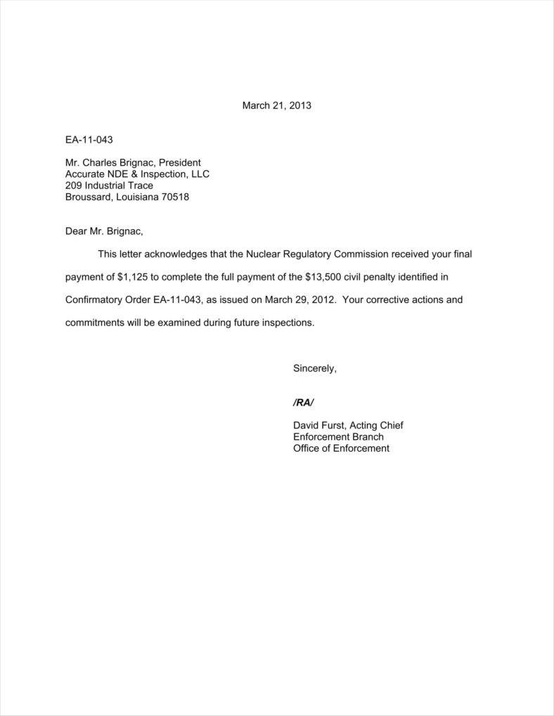 11+ Payment Acknowledgment Letter Templates - Free PDF, DOC Formats ...