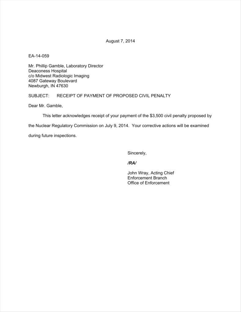 11+ Payment Acknowledgment Letter Templates - Free PDF, DOC Formats ...