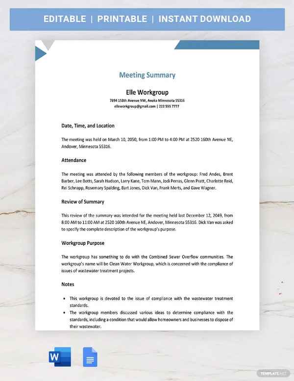 12+ Meeting Summary Templates - Free PDF, DOC Format Download