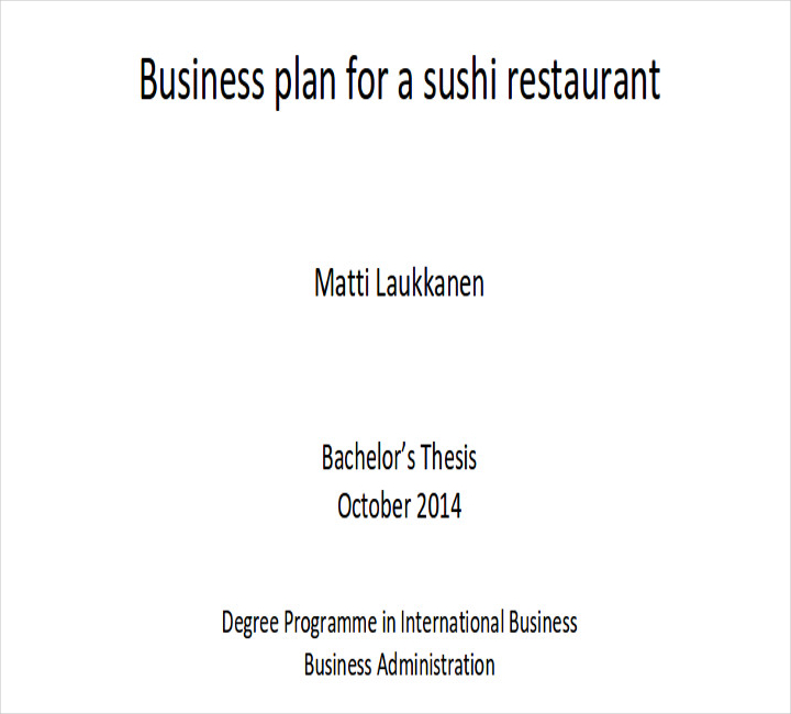 Sample Business Plan For Restaurant Pdf Sample Business Plan For Restaurant Pdf