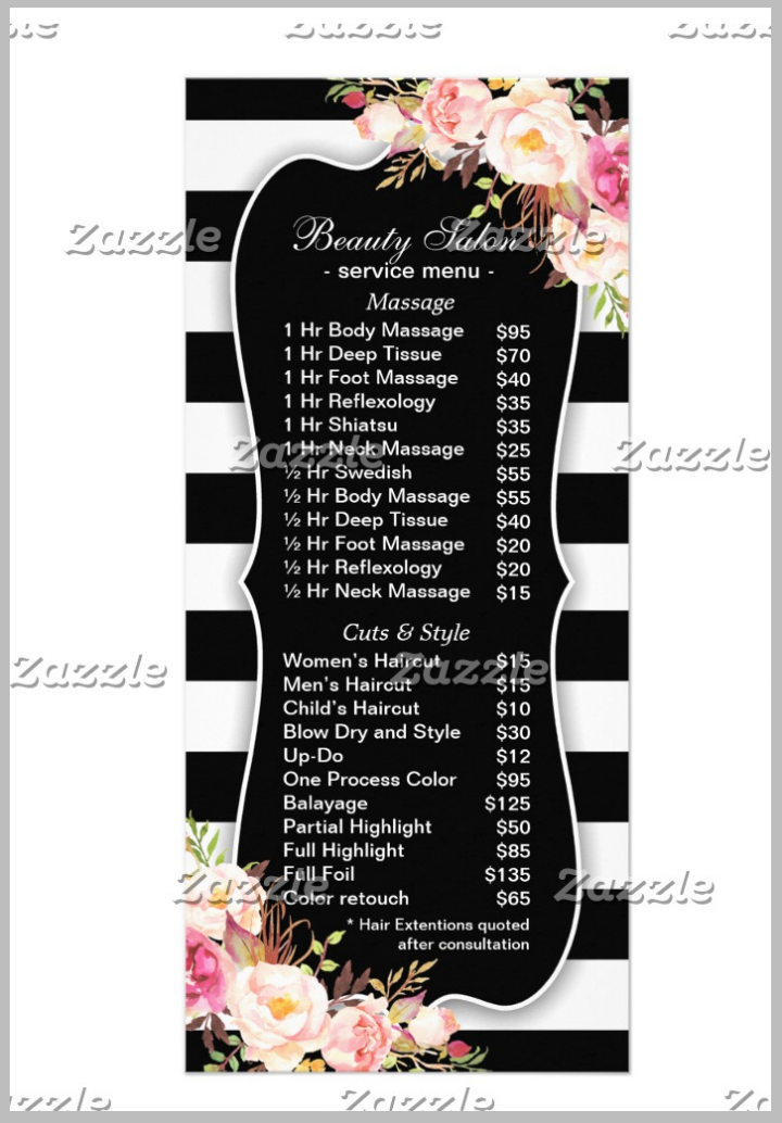 Beauty Salon Menu Template