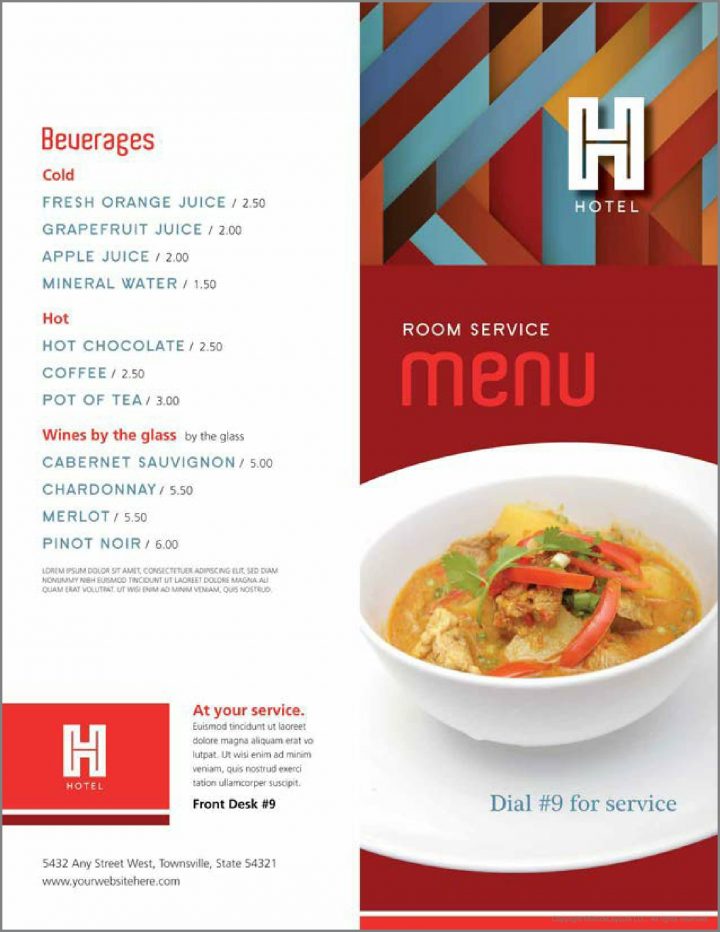 Cool Hotel Menu Designs - 10+ Free Templates