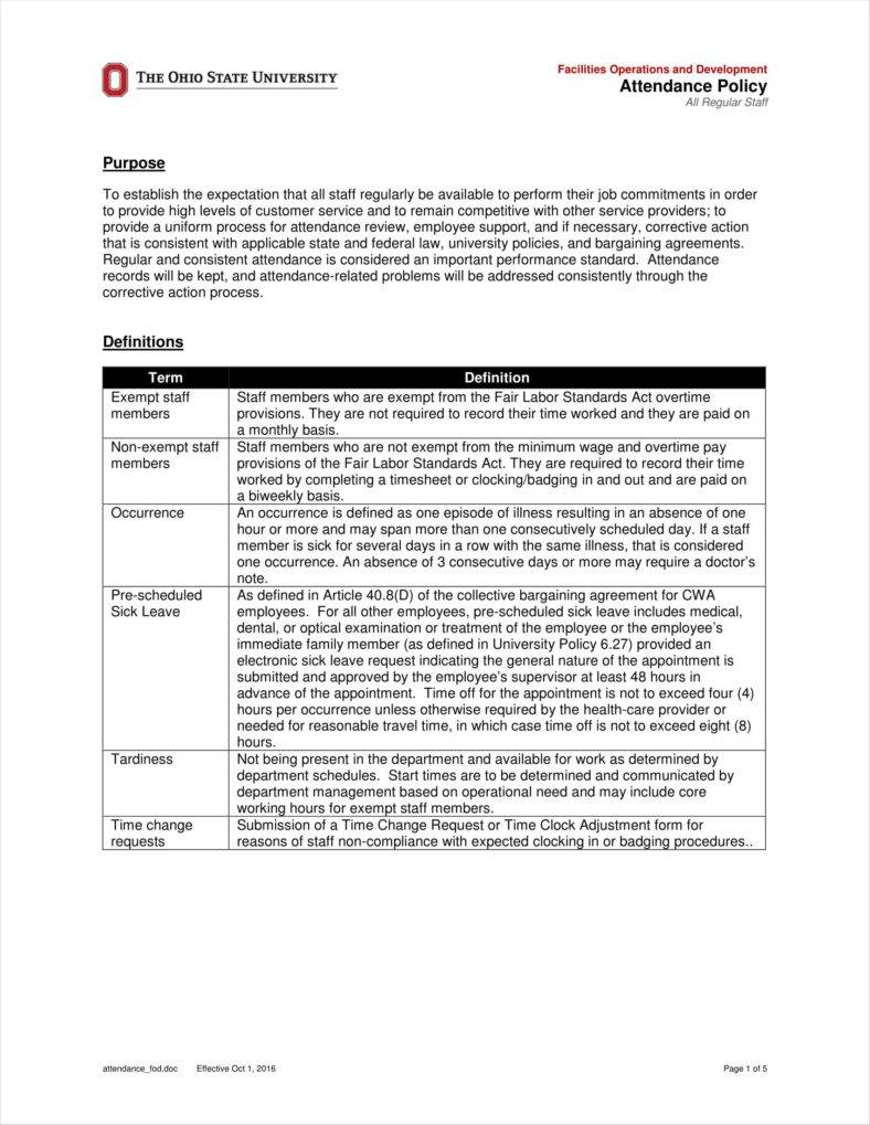 13+ Attendance Policy Templates - Free PDF Format Download