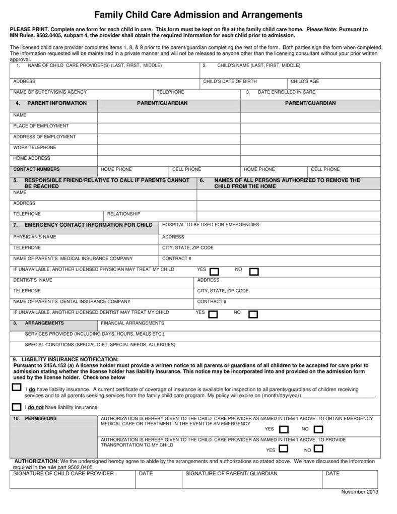 10+ Daycare Application Form Templates - PDF, DOC Format Download
