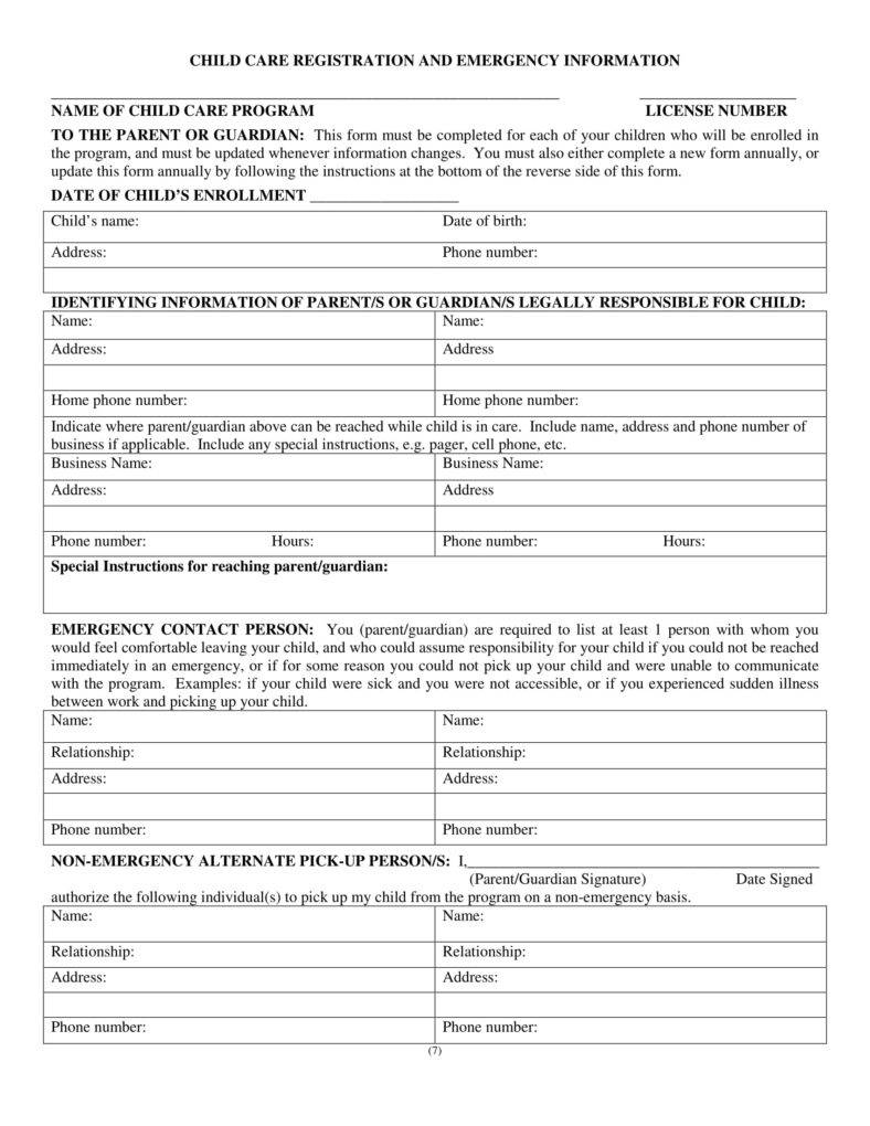 10+ Daycare Application Form Templates - PDF, DOC Format Download