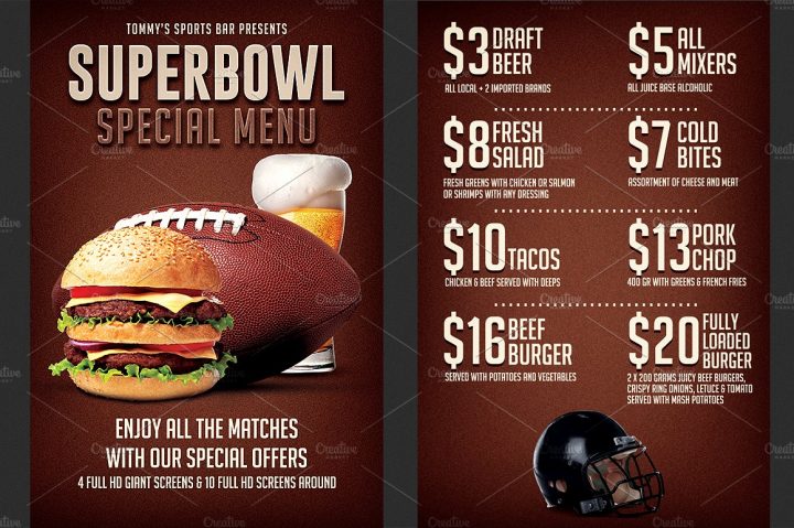 Menus For Football Viewing Parties 6 Free Templates