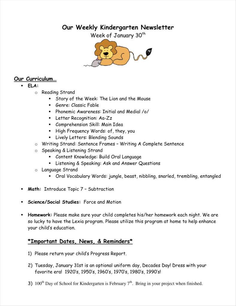 12+ Kindergarten Newsletter Templates Free Samples, Examples Formats ...