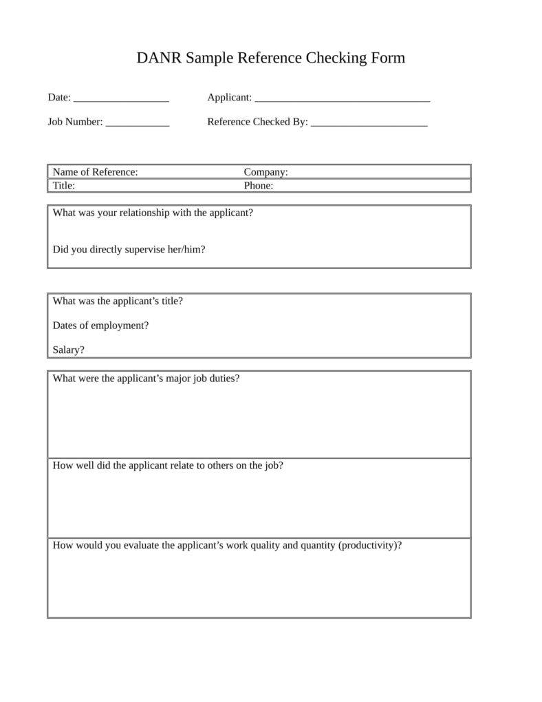 Printable Reference Check ions Template Printable Templates Free