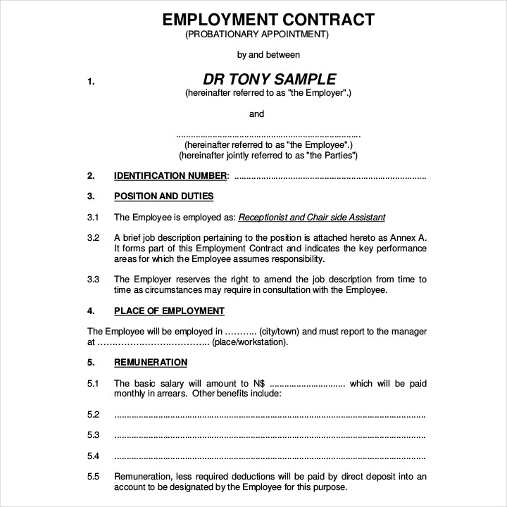 Free 13+ Employment Contracts for Restaurants, Cafes, and Bakeries in ...