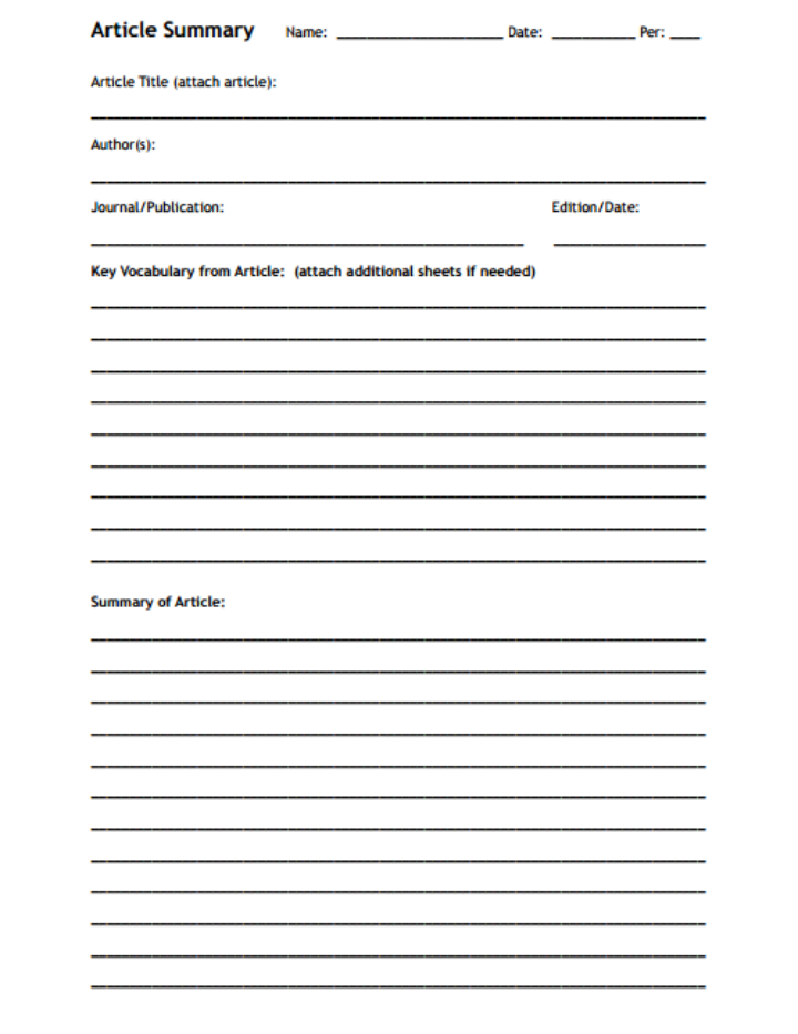 19 Article Summary Templates PDF DOC