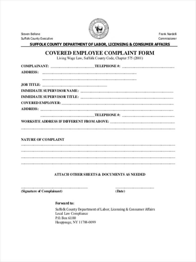 14+ Employee Complaint Forms - Free PDF, DOC Format Download | Free ...