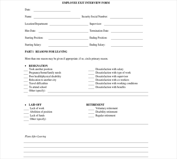 Types Of Exit Interview Documents Free PDF DOC Excel Format 