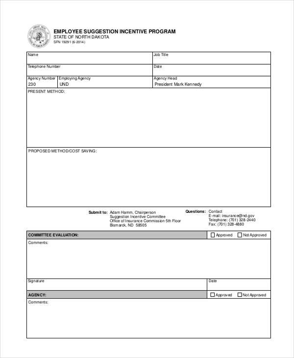 11+ Employee Suggestion Forms & Templates - PDF, Word