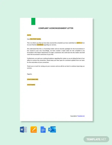 10+ Complaint Acknowledgement Letters