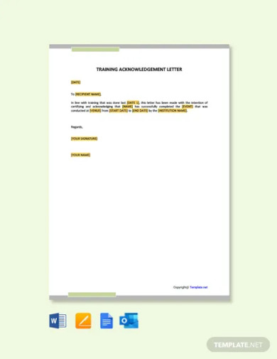 8+ Training Acknowledgement Letters