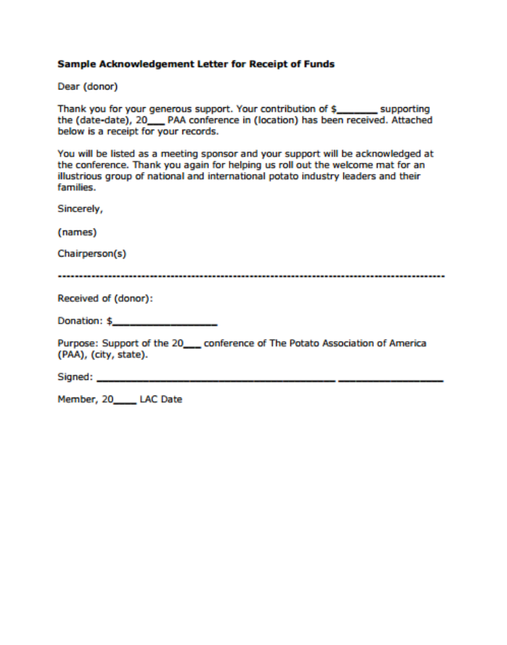 Fundraising Acknowledgement Letter Sample Sample Site C
