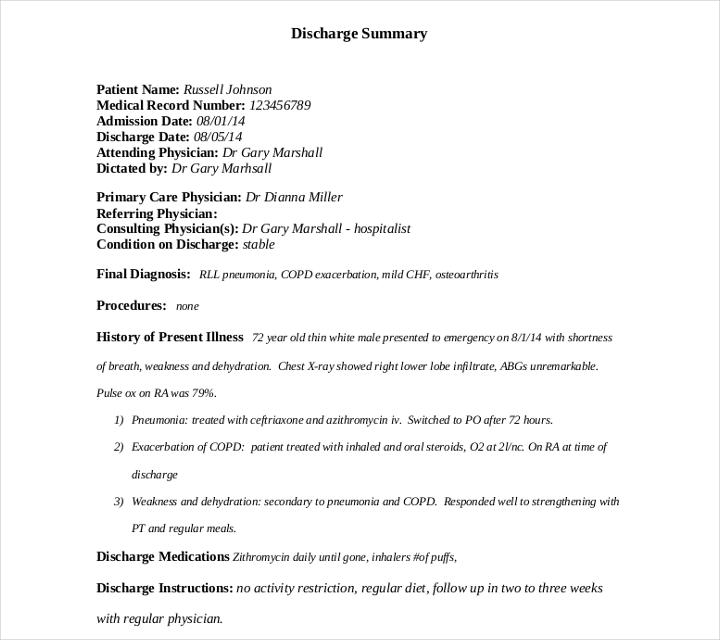 10 Discharge Summary Templates PDF DOC