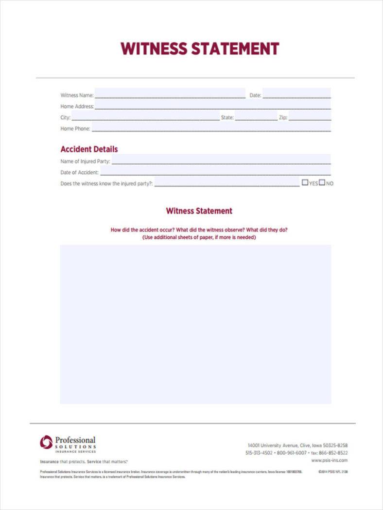 13+ Witness Statement Forms - Free PDF, DOC Format Download