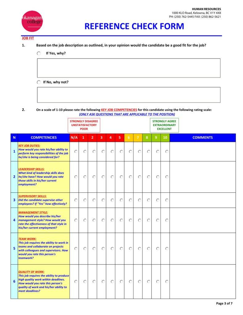 12 Reference Checking Forms And Templates Pdf Doc Apple Pages