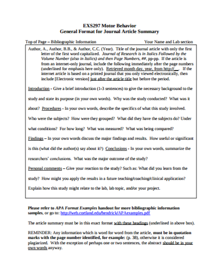 Newspaper Article Summary Sample For Students PDF Template