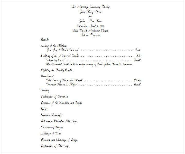 11+ Wedding Ceremony Templates - Free PDF, DOC, InDesign Format Download