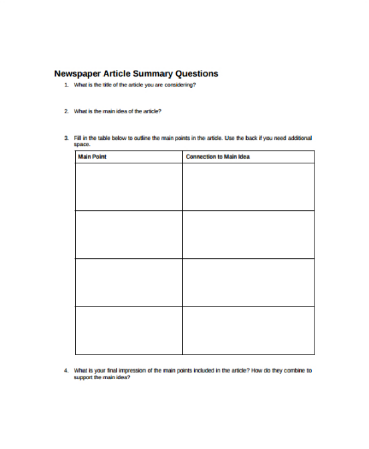 19 Article Summary Templates PDF DOC