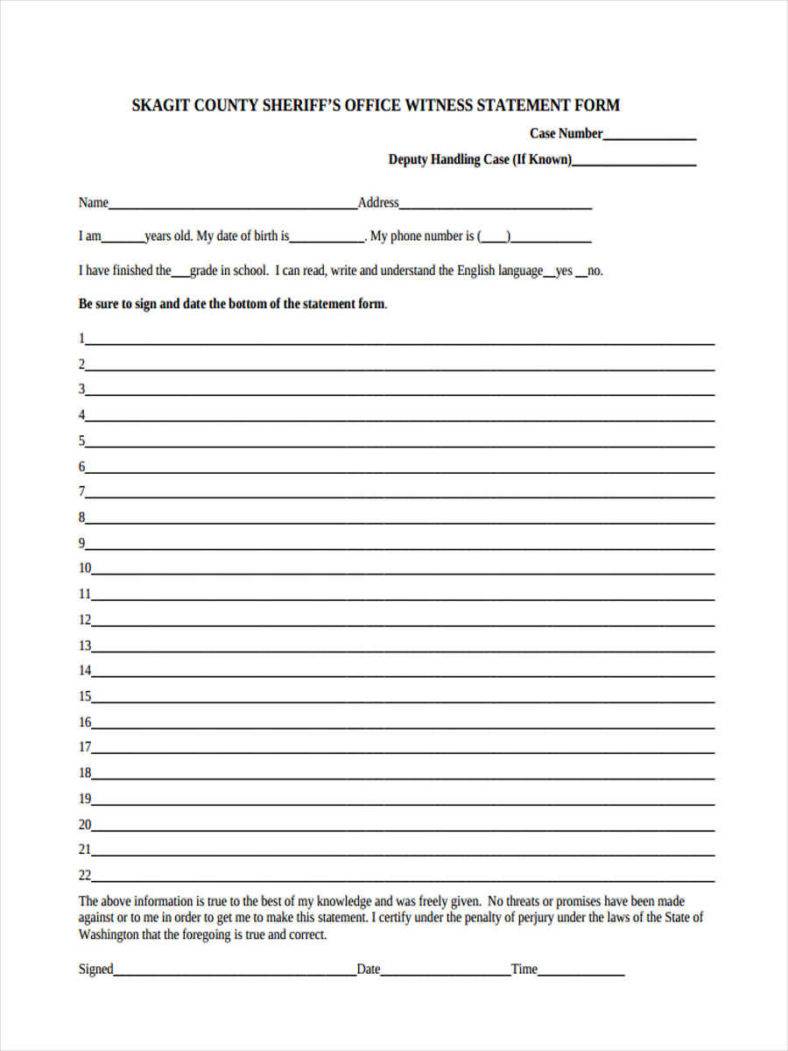 Legal Witness Statement Template PDF Template
