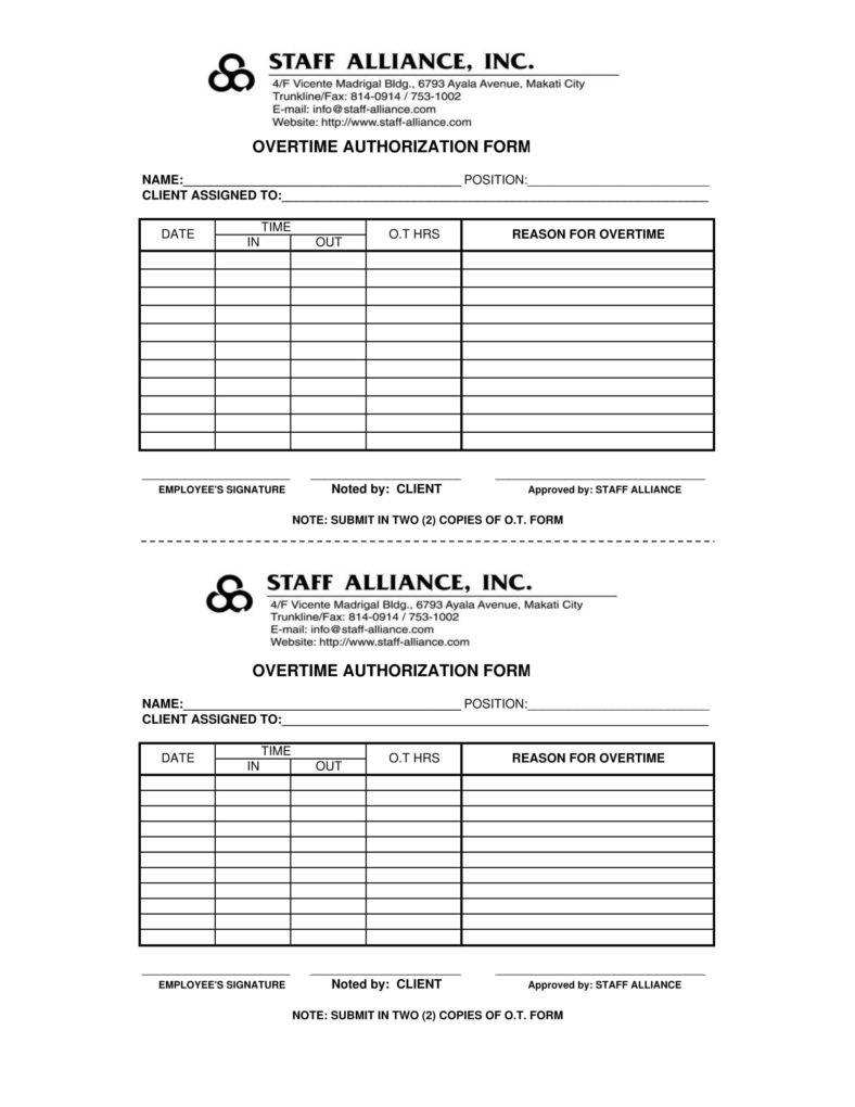 12+ Overtime Authorization Forms & Templates - PDF, DOC | Free ...