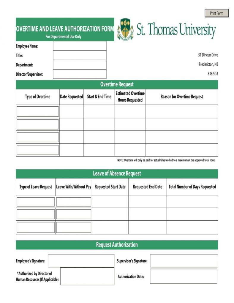 14+ Overtime Authorization Forms & Templates - PDF, DOC | Free ...