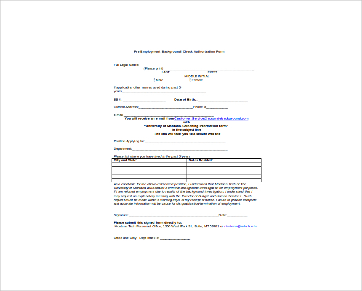 10+ FREE Background Check Information Forms & Templates - PDF, DOC