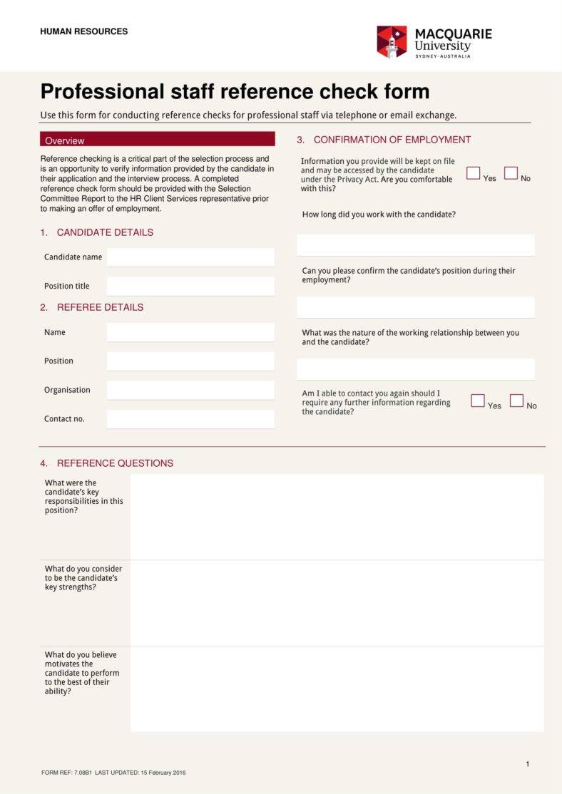 12+ Reference Checking Forms & Templates - PDF, DOC, Apple Pages