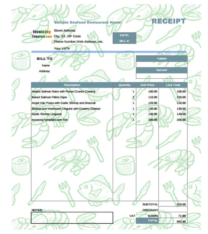 19+ Restaurant Receipt Templates - Free PDF, DOC Format Download