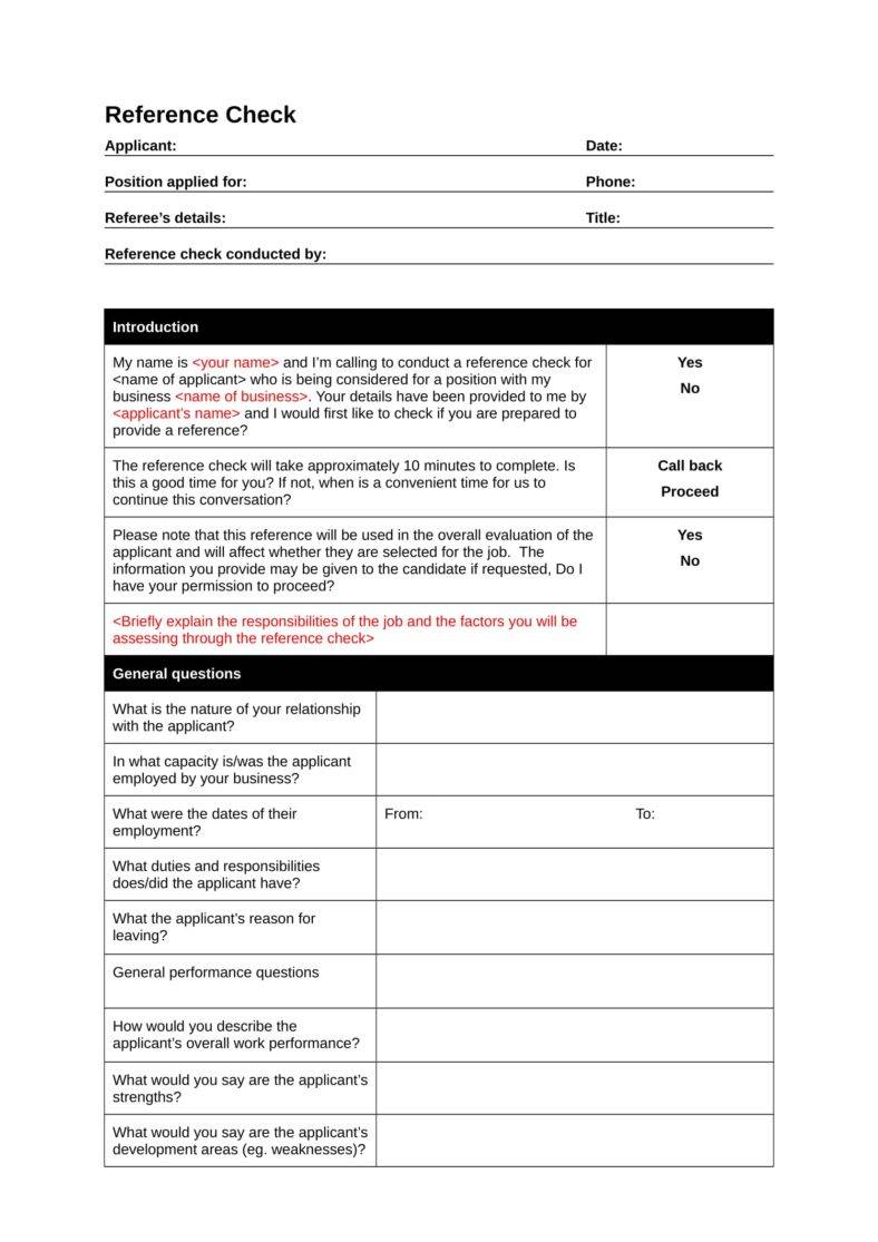 12+ Reference Checking Forms & Templates - PDF, DOC, Apple Pages