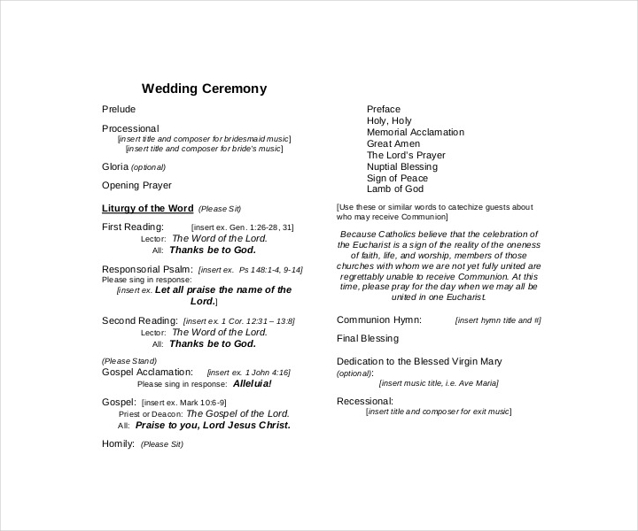 11+ Wedding Ceremony Templates - Free PDF, DOC, InDesign Format Download
