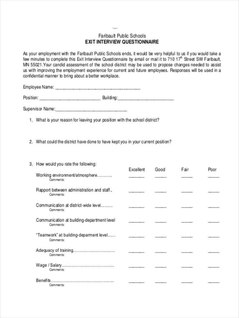 Types Of Exit Interview Documents Free PDF DOC Excel Format Download