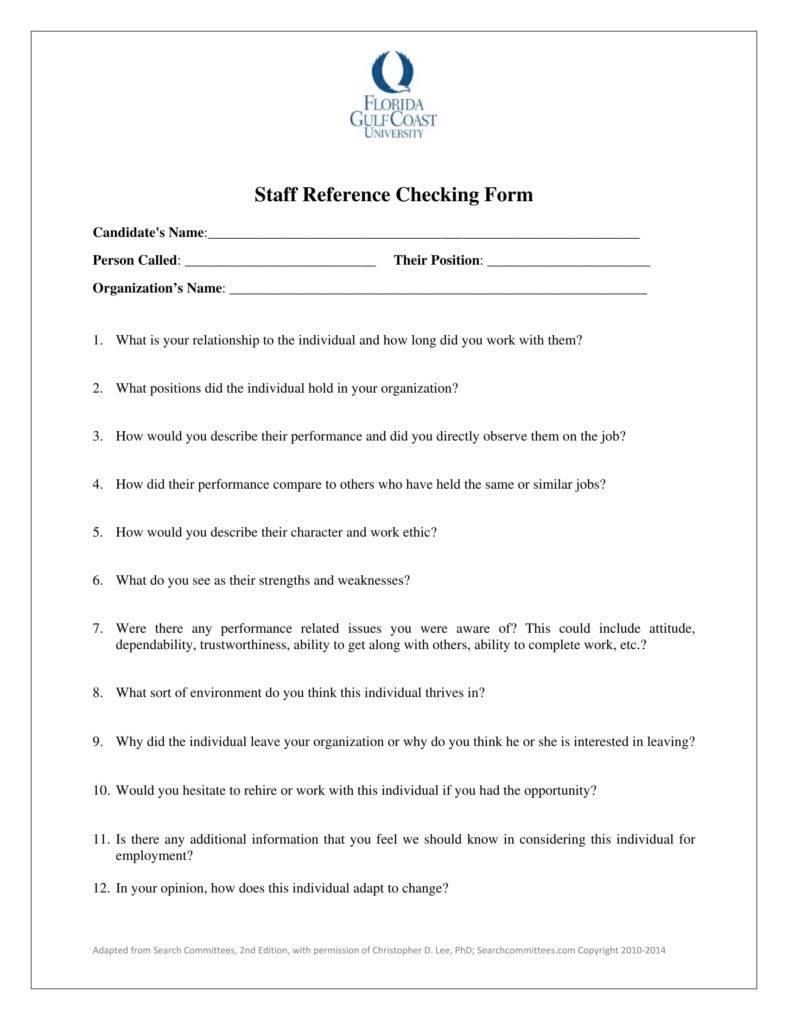 12+ Reference Checking Forms & Templates - PDF, DOC, Apple Pages