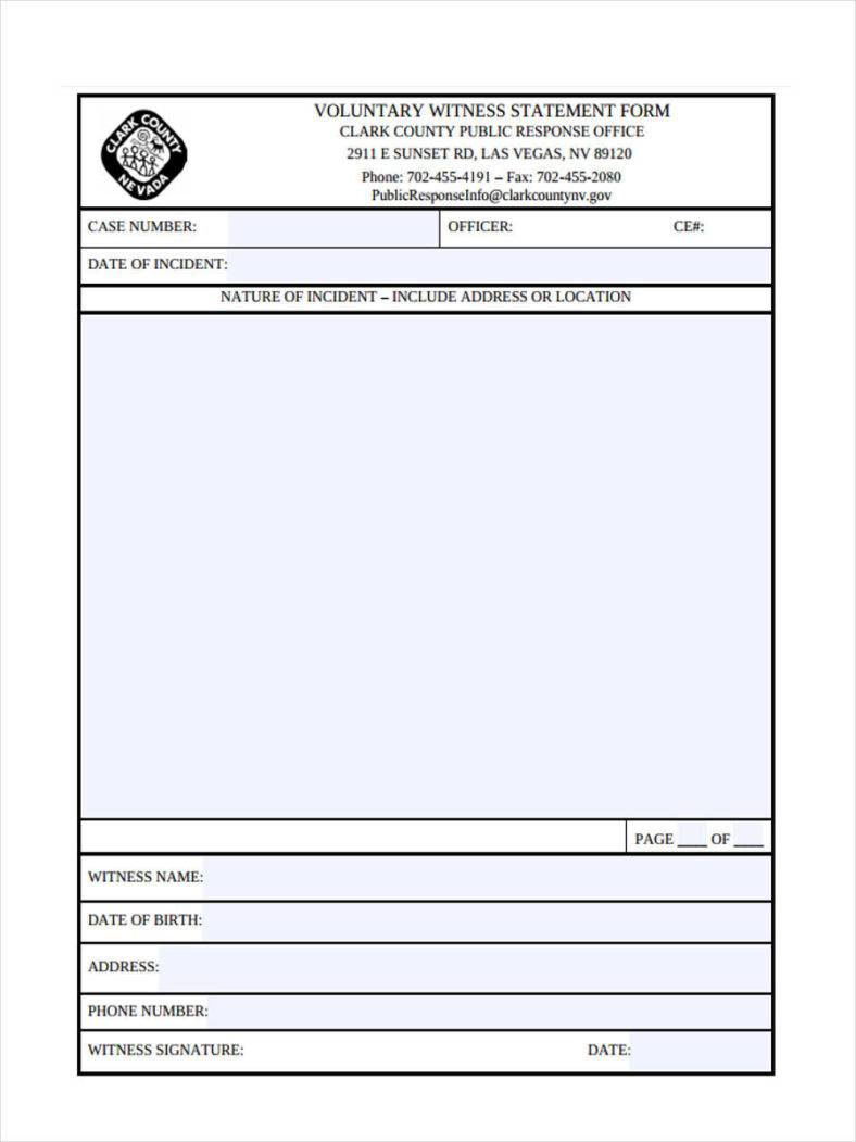 13+ Witness Statement Forms - Free PDF, DOC Format Download