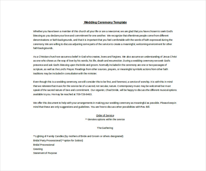 11+ Wedding Ceremony Templates - Free PDF, DOC, InDesign Format Download