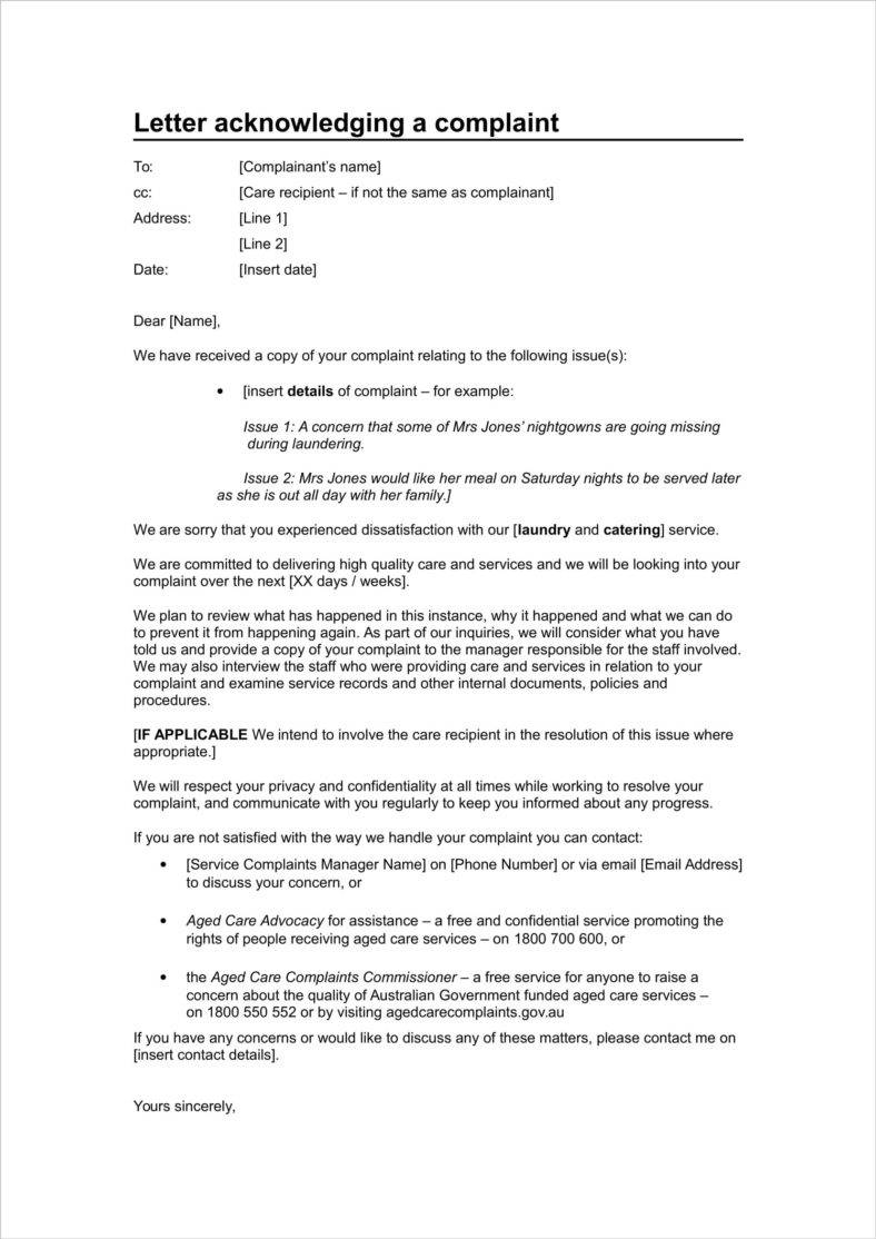 10+ Complaint Acknowledgement Letters